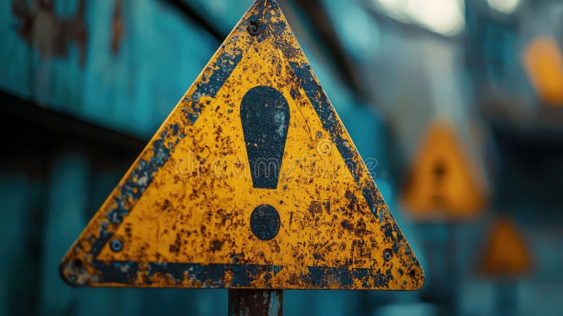 Yellow Triangle Warning Sign with a Black Directional Arrow Indicating ...
