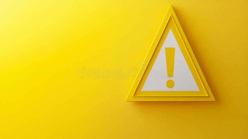 Yellow Triangle Warning Sign 3D Render, Minimalist Composition ...