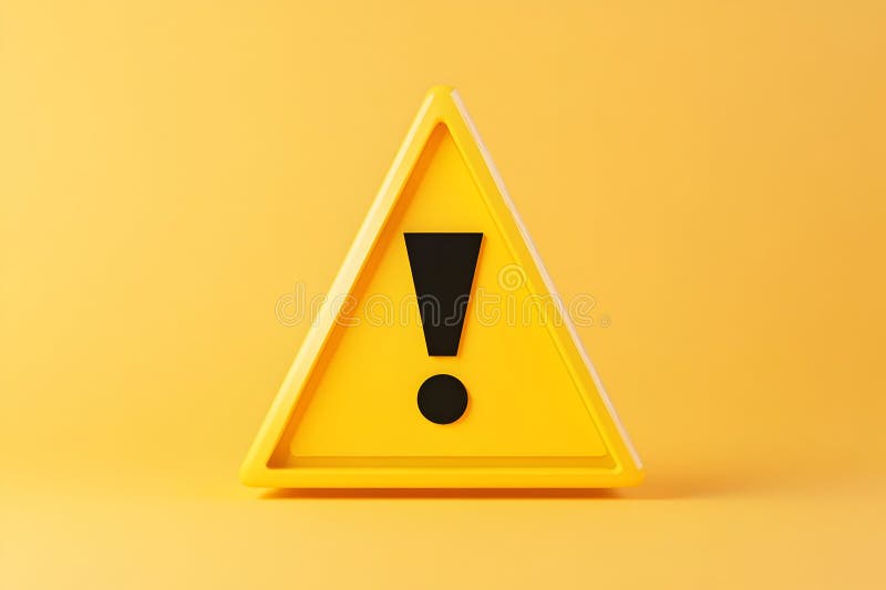 Yellow Triangle Warning Sign with Exclamation Mark on Bright Background ...
