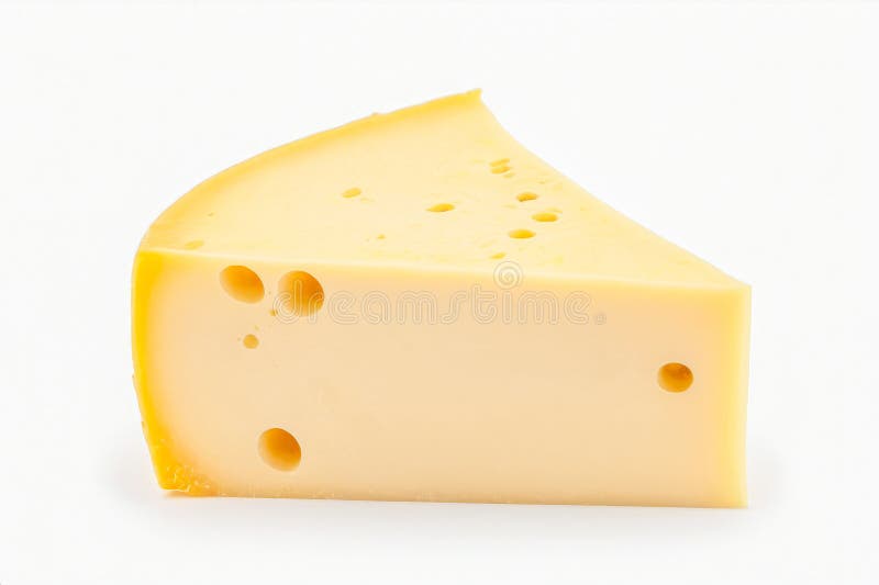 Yellow Triangular Cheese Stands Alone Against White Background. Its ...