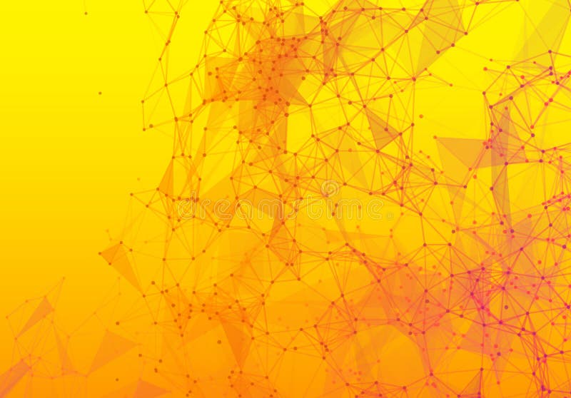 Yellow Triangular Grid in Futuristic Technology Style on Light ...