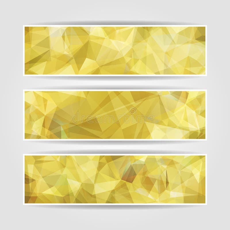Yellow Triangular Polygonal Banners Set Stock Vector - Illustration of ...