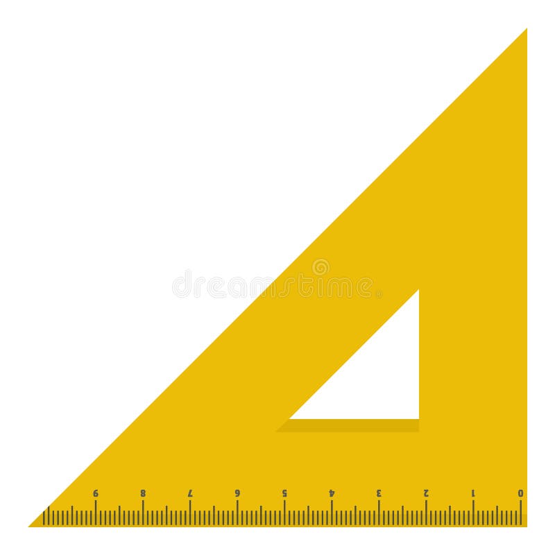 Yellow Triangular Ruler Icon, Flat Style. Stock Illustration ...