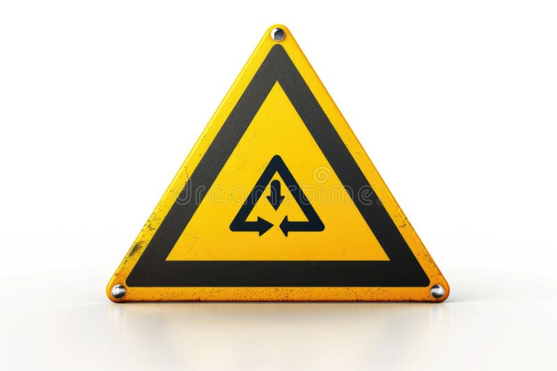 A Yellow Triangular Sign with a Black Triangle, Suitable for Various ...
