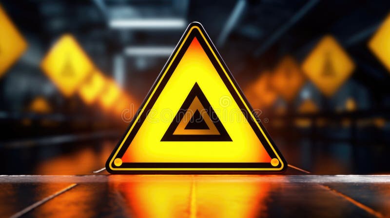 A Yellow Triangular Sign Displayed on a Table. Suitable for Various ...