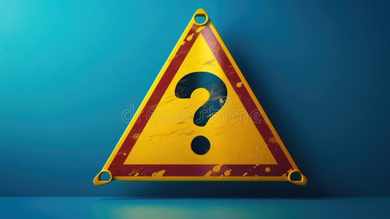 A Yellow Triangular Sign with a Question Mark Symbol Stock Photo ...