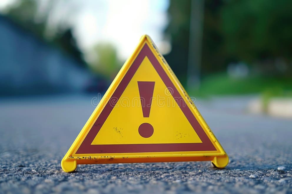 A Yellow Triangular Sign with a Red and Yellow Exclamation. Suitable ...