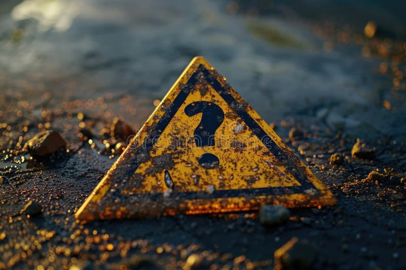 A Yellow Triangular Sign on a Sandy Beach, Suitable for Warning or ...