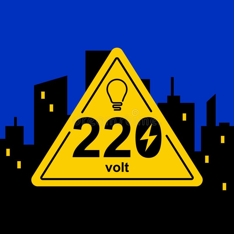 Yellow Triangular Sign of 220 Volts Stock Vector - Illustration of icon ...