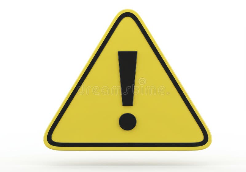 Yellow Triangular Warning Sign with Exclamation Mark on White ...