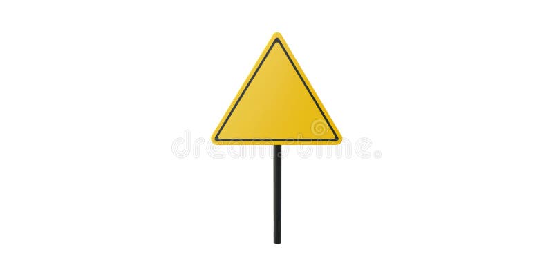 Yellow Triangular Warning Sign Pole. Caution and Safety Alert Symbol ...