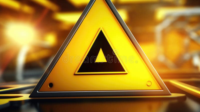 A Yellow Triangular Warning Sign on Top of a Table. Can Be Used for ...
