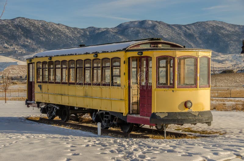 Yellow Trolley stock photo. Image of mountains, historic - 28581030