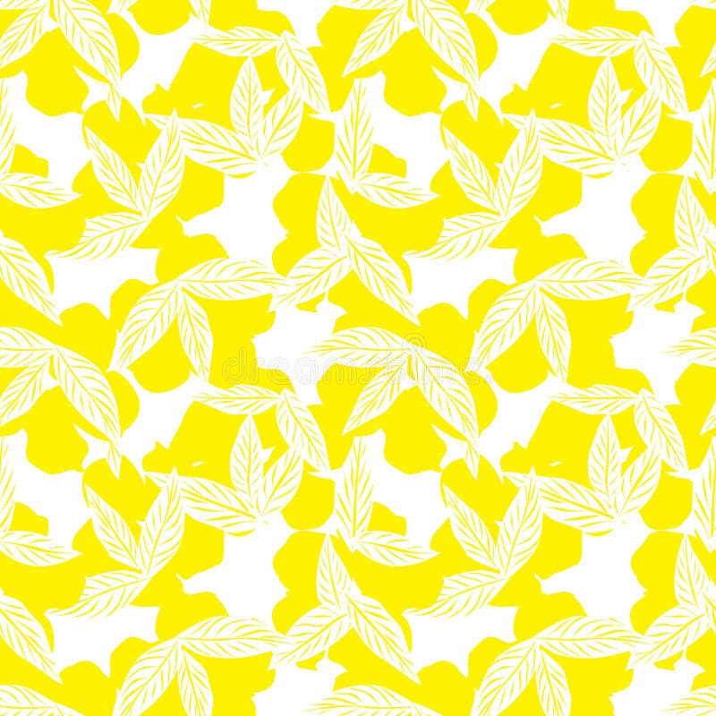 Yellow Tropical Botanical Leaf Seamless Pattern Background Stock Vector ...