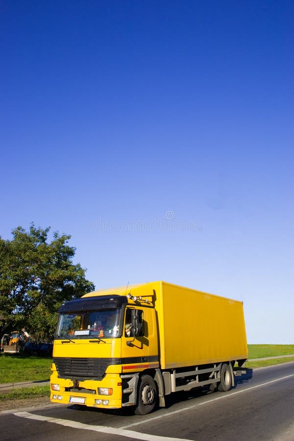 Yellow truck stock image. Image of haul, horizon, lane - 2091105