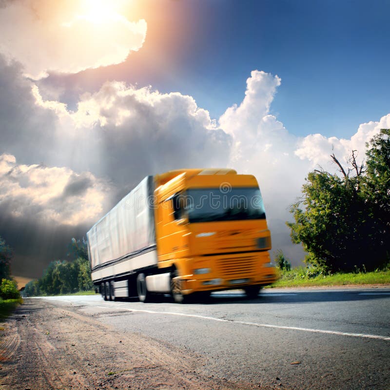 White Truck on a Road in the Evening Stock Image - Image of fleet ...