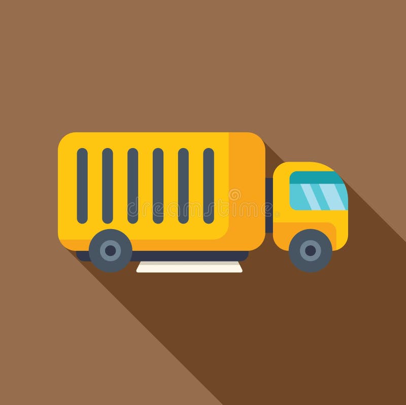 Yellow Truck Delivering Goods Using Cargo Container Stock Illustration ...