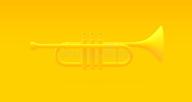 Yellow Trumpet Musical Instrument on a Yellow Studio Background. Stock ...