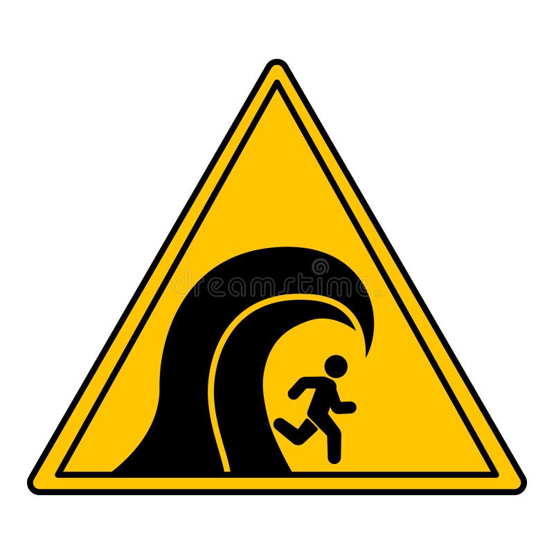 Yellow Tsunami Hazard Sign. Stock Vector - Illustration of vector ...