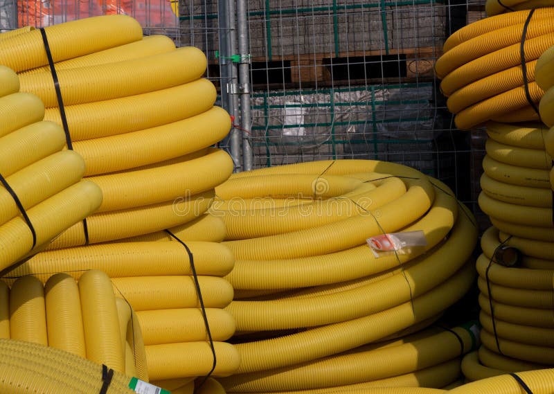 Yellow Drainage Piping stock image. Image of lines, pipe - 2258661