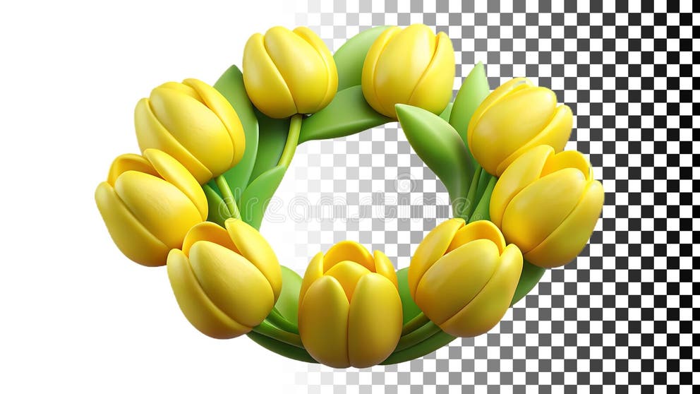 Yellow Tulip Wreath, Spring Flower Circle for Easter and Cheerful ...