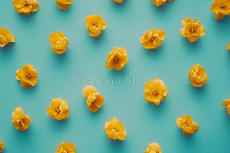 Yellow Tulips Against a Colored Backdrop. Welcome, Spring Stock Photo ...