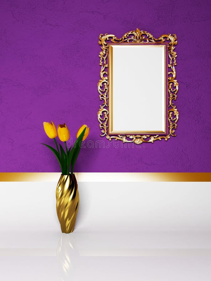 Yellow Tulips and the Mirror Stock Illustration - Illustration of group ...