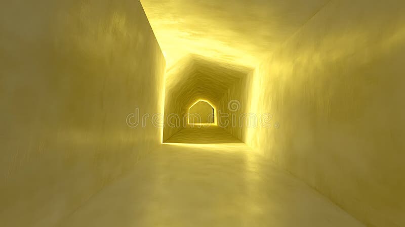 Yellow Tunnel Interior, Abstract Architecture Stock Illustration ...