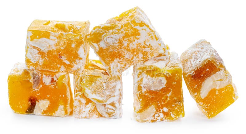 Yellow Turkish Delight Sweets Isolated on White Stock Image - Image of ...