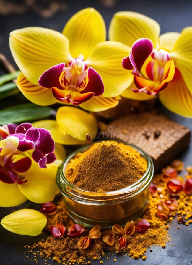 Yellow Turmeric Haldi Powder in Bowl Stock Photo - Image of powder ...