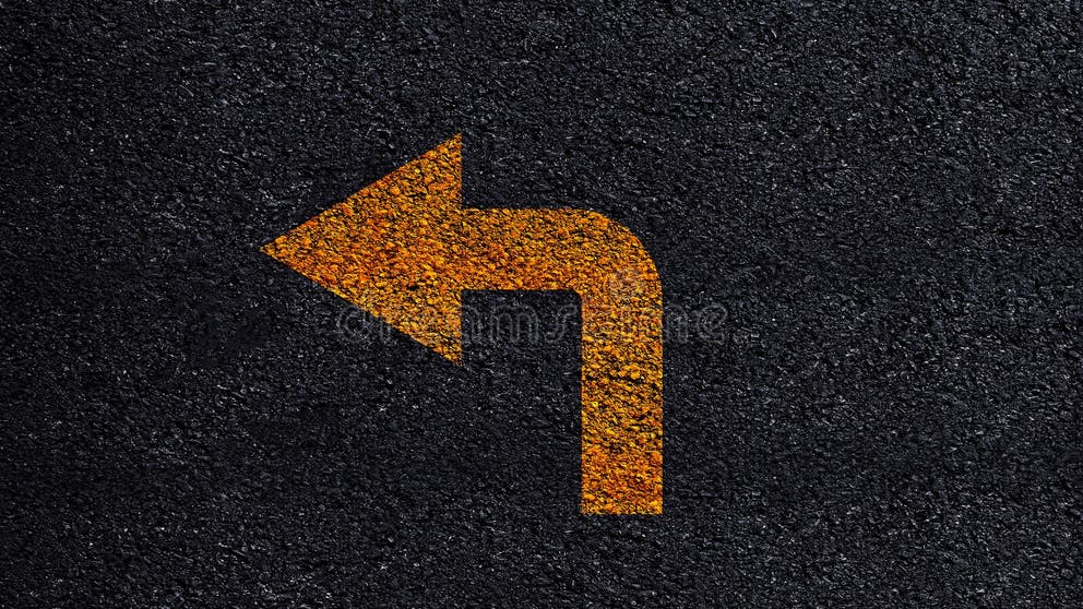 Yellow Turn Left Arrow on the Road. Road Marking, Arrow Direction ...