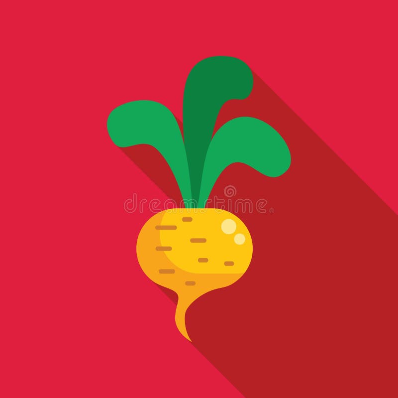 Yellow Turnip Root Vegetable Growing with Leaves Icon Stock ...