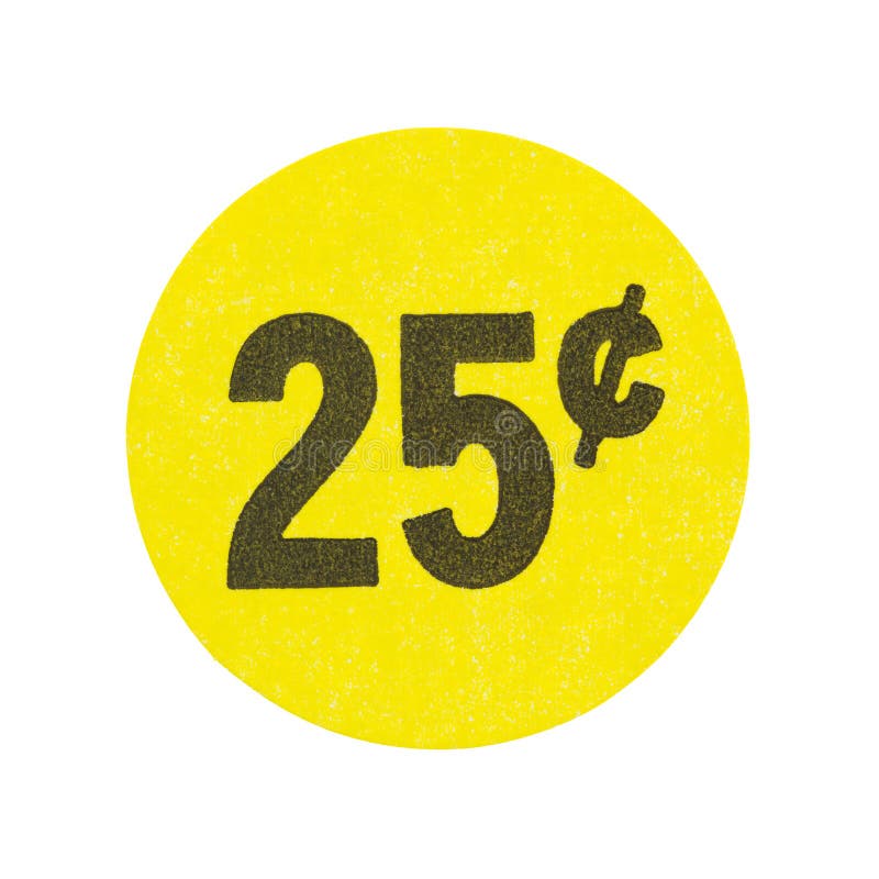 Yellow Twenty Five Cent Garage Sale Sticker Stock Photo - Image of ...