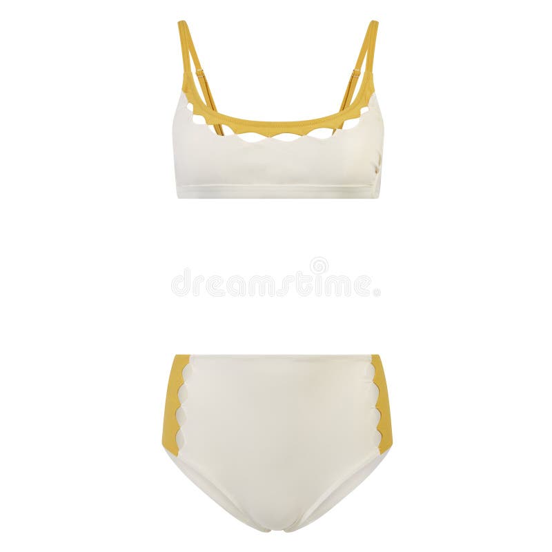 Yellow Two-piece Swimsuit Under the Lights Isolated on a White ...