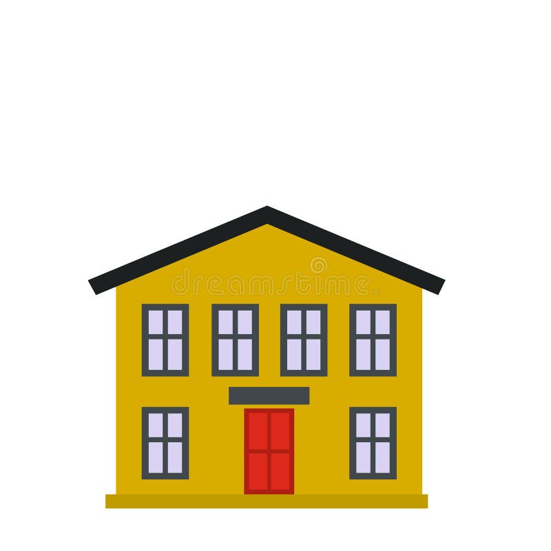 Yellow Two-storey House Icon Stock Vector - Illustration of real ...