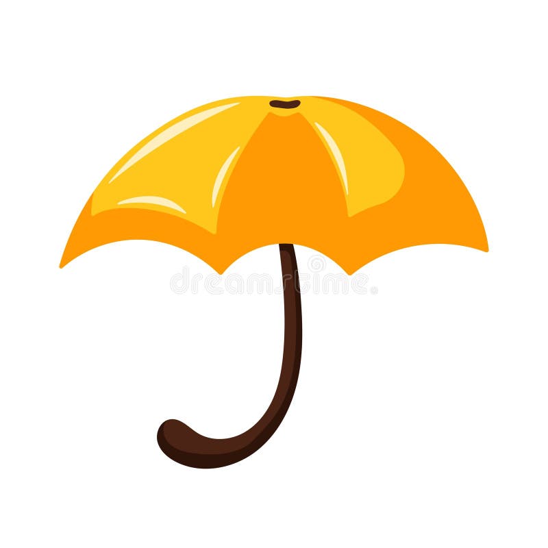 Yellow Umbrella in Cartoon Style. Vector Illustration Isolated on a ...