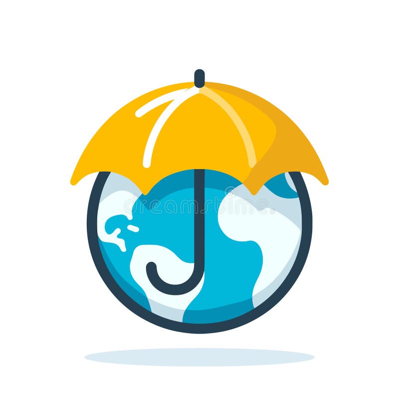 A Yellow Umbrella Covering the Ground. Environmental Protection Concept ...