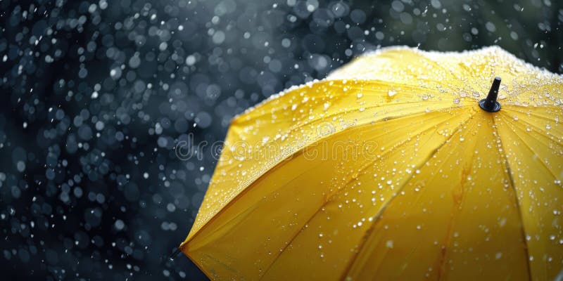 A Yellow Umbrella is Open in the Rain Stock Image - Image of rain ...