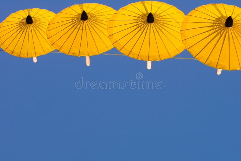 Yellow umbrellas border stock image. Image of beautiful - 85486957