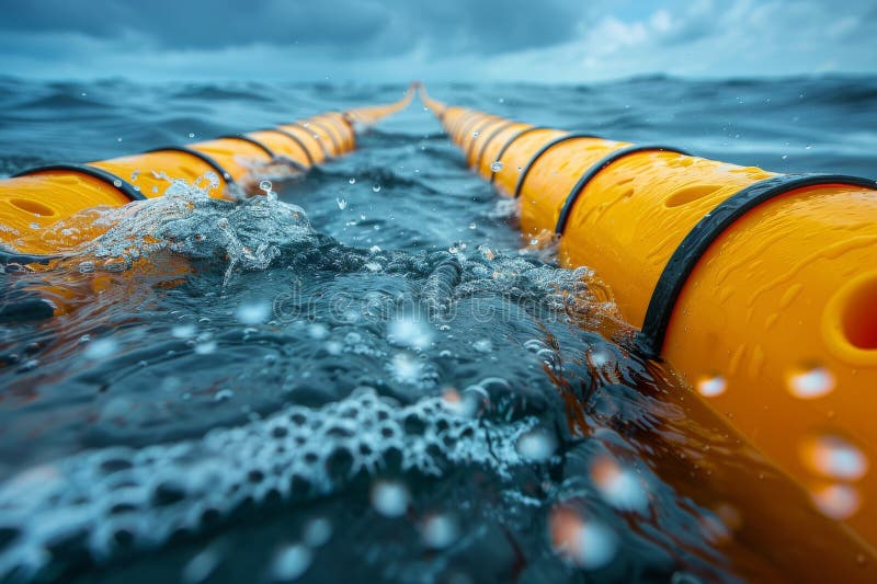 Yellow Underwater Internet Cables in the Ocean. Generative AI. Stock ...
