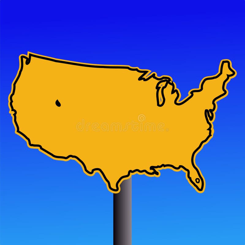Yellow USA map sign stock vector. Illustration of united - 5519300