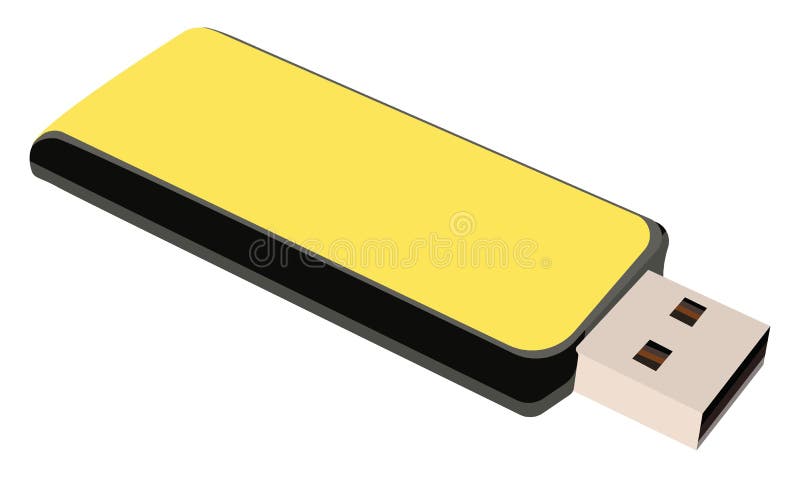 Yellow USB Drive, icon stock vector. Illustration of portable - 261385408