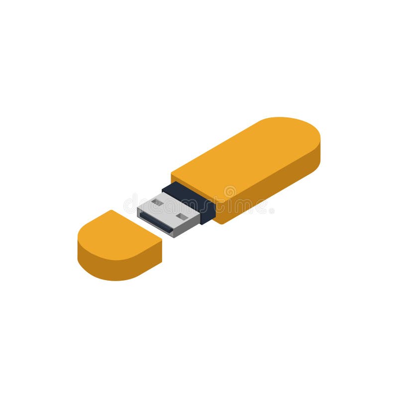 Yellow Usb Drive Isometric 3D Icon Stock Vector - Illustration of ...