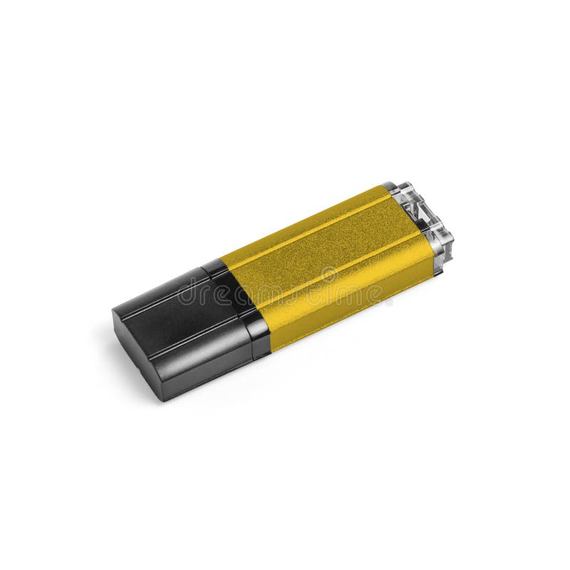Yellow Usb Flash Drive on a White Background. Stock Image - Image of ...