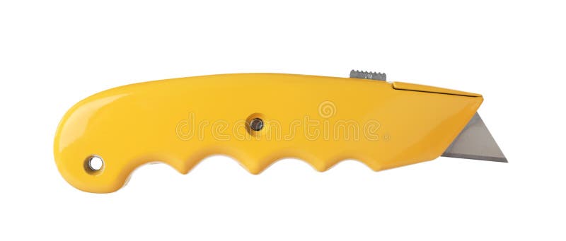 Yellow Utility Knife Isolated on White. Construction Tool Stock Photo ...