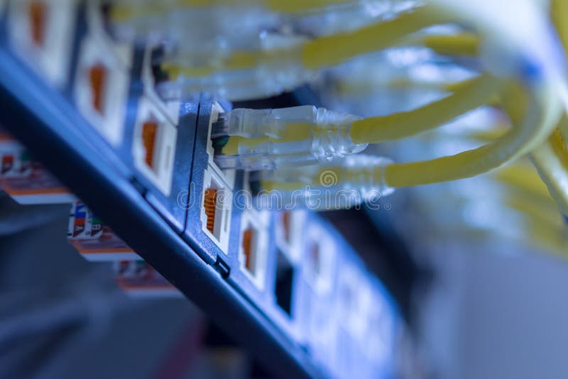 Yellow UTP Cables Connected on Patch Panel Stock Photo - Image of ...