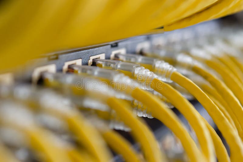 Yellow UTP Cables Connected on Patch Panel Stock Photo - Image of ...
