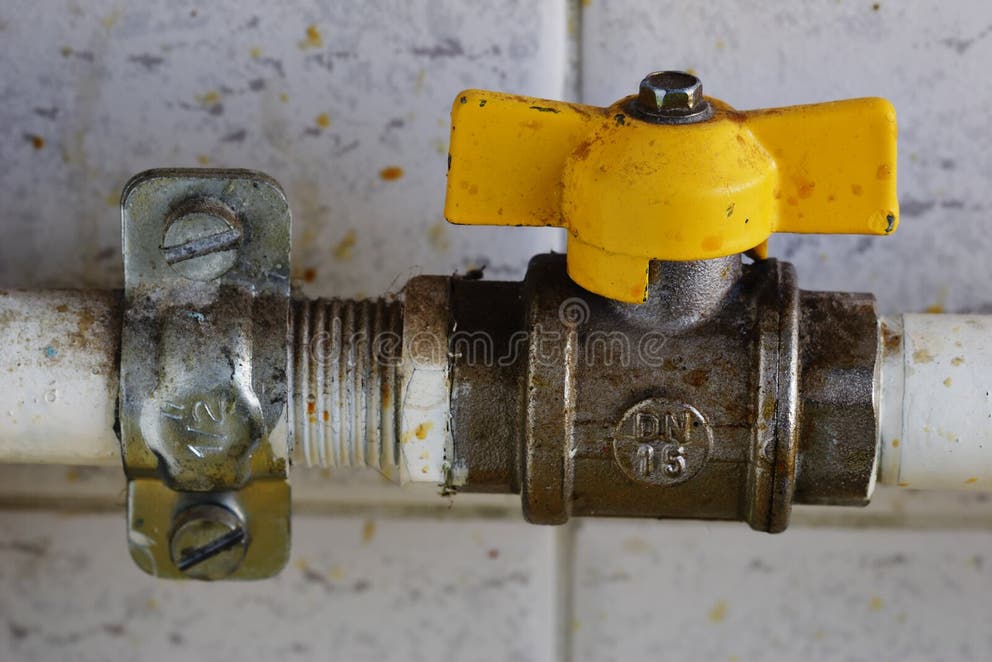 Yellow valve. stock photo. Image of yellow, valve, dusty - 27408922
