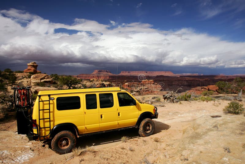 Yellow Van stock image. Image of desert, trip, pick, left - 2329877