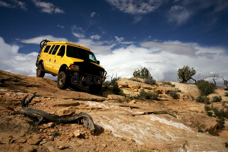 Yellow Van stock image. Image of road, state, blue, storm - 2329883